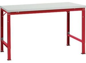 4045916137798 - AU70613003 Arbeits-Grundtisch UNIVERSAL Spezial mit Melaminplatte BxTxH = 1500 x 1000 x 722-1022 mm Rubin-Rot