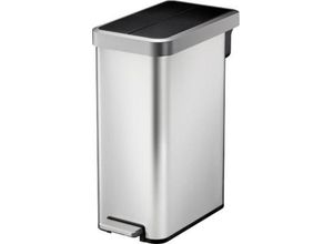 8713631193493 - EKO Treteimer Ecofly II Edelstahl fingerabdruckfest geräuschloser Deckel B 280 x T 495 x H 650 mm 45 Liter silber schwarz