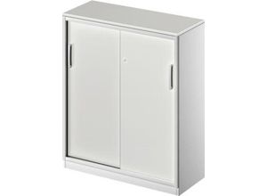 4051273739933 - Genius Schiebetürenschrank TETRIS SOLID 3 OH 2 Fachböden B 1000 mm 19 mm Abdeckplatte lichtgrau weißalu