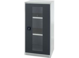 4051273790743 - Genius Sichttürschrank FS 3 OH abschließbar 2 Fachböden bis 250 kg B 545 mm Stahl lichtgrau RAL 7035 anthrazitgrau RAL 7016