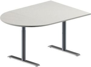 4251898815092 - Genius Konferenztisch MODENA FLEX Halbkreis T-Fuß Rundrohr B 1400 x T 1000 x H 650-850 mm lichtgrau weißaluminium RAL 9006