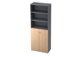 4032062158388 - eurokraft pro Kombi-Schrank 5 Fachböden 2 Flügeltüren graphit   Eiche
