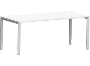 4250510843505 - Genius Schreibtisch Modena Flex Rechteck 4-Fuß Rechteckrohr B 1800 x T 800 x H 650-850 mm weiß weißaluminium