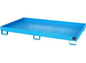 4052462037236 - eurokraft pro Regal-Bodenwanne 240 l Auffangvolumen LxBxH 2150 x 1300 x 225 mm ohne Gitterrost blau lackiert