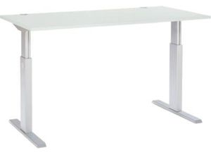 4250510855201 - Select Schreibtisch ERGO-T elektrisch höhenverstellbar Rechteck T-Fuß B 1600 x T 800 x H 725-1185 mm lichtgrau weißaluminium
