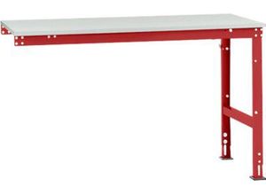 4045916080780 - AU60573003 Arbeits-Anbautisch UNIVERSAL Standard mit Kunststoffplatte BxTxH = 1500 x 800 x 760-870 mm Rubin-Rot