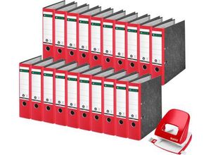 4251898827385 - Sparset Leitz® Ordner 1080 80 mm 20 Stück + Gratis Leitz® Locher NeXXt Serie 5008 rot