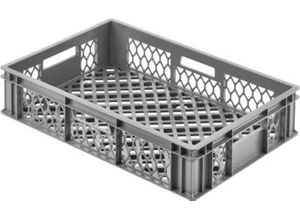4026698076277 - Euro Box Bäcker- und Cateringkasten (Gläserkasten) Inhalt 27 l durchbrochene Version Durchfassgriffe lebensmittelecht stapelbar HDPE grau