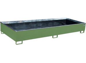 4052462058415 - Regalwanne RW 3300-3 PE mit PE-Einsatz B 3262 x T 1312 x H 383 mm bis 1000 l Stahl lackiert resedagrün
