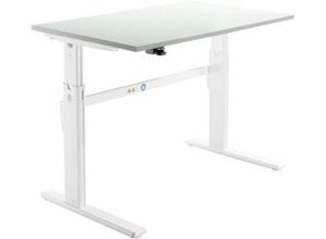 4251898808230 - Select Schreibtisch elektrisch höhenverstellbar Rechteck C-Fuß B 1200 x T 800 x H 725-1185 mm lichtgrau weiß