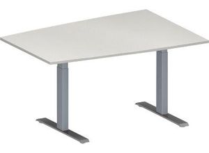4251898815399 - Genius Konferenztisch MODENA FLEX Tonne T-Fuß Rechteckrohr B 1400 x T 1000 x H 650-850 mm lichtgrau weißaluminium RAL 9006