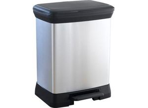 3253922164009 - Curver Tritt-Mülleimer Decobin 80 % Recycling-Kunststoff Metalloptik B 390 x T 290 x H 510 mm 30 Liter silber schwarz