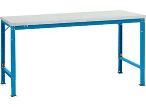 4045916138139 - AU70915012 Arbeits-Grundtisch UNIVERSAL Spezial mit Melaminplatte BxTxH = 1750 x 1000 x 722-1022 mm Licht-Blau (RAL 5012)