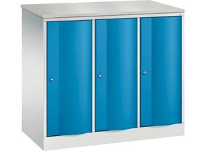 4064615386412 - Garderobenschrank Resisto 3 Abteile 3 Fächer B 1148 x T 540 x H 1077 mm Lichtgrau Lichtblau
