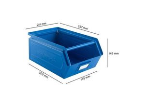 8697837515559 - Select Sichtlagerkasten mit Tragestab Stahl L 355 x B 210 x H 151 mm 85 l 60 kg RAL 5015 (himmelblau)