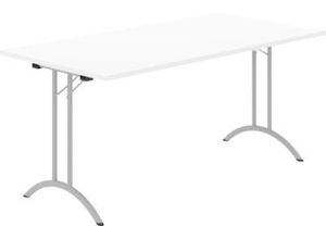 8697837516587 - Select Klapptisch Rechteck Doppel-T-Fußgestell Spezial-Klappbeschlag & Bodenausgleich B 1600 x T 800 x H 720 mm weiß alusilber