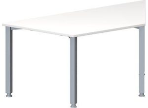 4251898814637 - Genius Konferenztisch MODENA FLEX Trapez 4-Fuß Quadratrohr B 1600 x T 800 x H 720-840 mm weiß weißaluminium RAL 9006