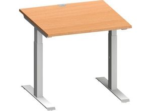 4250510938621 - Genius Schreibtisch MODENA FLEX Quadrat T-Fuß Rechteckrohr B 800 x T 800 x H 650-850 mm Buche weißalu
