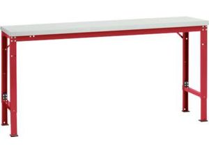 4045916140194 - AU70873003 Arbeits-Grundtisch UNIVERSAL Spezial mit Kunststoffplatte BxTxH = 1750x800x722-1022 mm Rubin-Rot