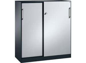 4060061313668 - C+P Schiebetürenschrank Asisto H1310xB1200xT435mm Korpus Schwarzgrau Fronten Weißaluminium Anzahl Fächer 2