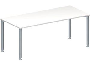 4251898814231 - Genius Konferenztisch MODENA FLEX Rechteck 4-Fuß Rundrohr B 1800 x T 800 x H 720-840 mm weiß weißaluminium RAL 9006