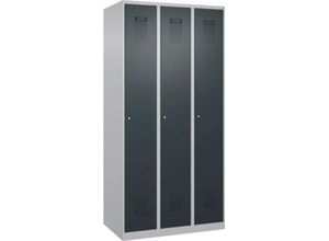 4069361389922 - Kleiderspind Evolo Plus 3 Abteile Anschlag rechts Zylinderschloss B 900 x T 500 x H 1850 mm weißaluminium anthrazitgrau