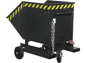 4052462060791 - Späne-Kippbehälter SKW-ET 400 Stahl schwarz B 1320 x T 900 x H 1090 mm 400 l bis 300 kg Rollen manuelles Kippen mit Einfahrttaschen