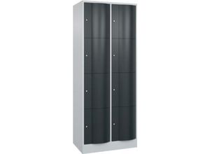 4066681232617 - Schließfachschrank Resisto 2 Abteile 8 Fächer B 772 x T 540 x H 1950 mm Anthrazitgrau Lichtgrau