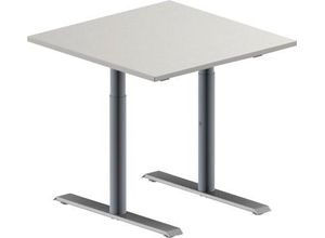 4251898814798 - Genius Konferenztisch MODENA FLEX Quadrat T-Fuß Rundrohr B 800 x T 800 x H 650-850 mm lichtgrau weißaluminium RAL 9006
