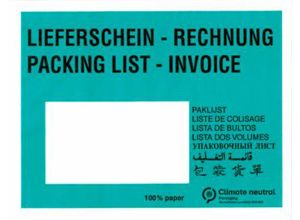 4251898800098 - Papier-Dokumententasche Lieferscheintasche SecurePack C6 Fenster links mit Aufdruck selbstklebend 100 % recycelbares Pergaminpapier grün 250 Stück