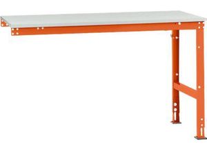 4045916072211 - AU60512001 Arbeits-Anbautisch UNIVERSAL Standard mit Melaminplatte BxTxH = 1500 x 800 x 760-870 mm Rotorange (RAL 2001)