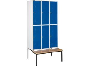 4051273521200 - Select Kleiderspind mit Sitzbank 3x2 Abteile 400mm Drehriegelverschluss Tür enzianblau