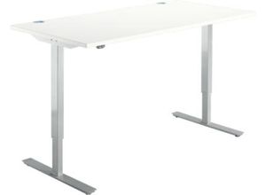 4250510859216 - Schäfer Shop Select Schreibtisch Start Off elektrisch höhenverstellbar Rechteck T-Fuß B 1600 x T 800 x H 755-1255 mm weiß weißaluminium