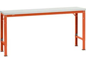 4045916138009 - AU70812001 Arbeits-Grundtisch UNIVERSAL Spezial mit Melaminplatte BxTxH = 1750 x 800 x 722-1022 mm Rotorange (RAL 2001)