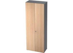 4032062158210 - Schrank TOPAS LINE Akten Garderobenschrank 6 Ordnerhöhen B 800 mm graphit Eiche-Dekor