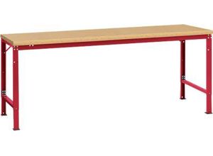 4045916460520 - AU71253003 Arbeits-Grundtisch UNIVERSAL Spezial mit Multiplexplatte BxTxH = 2000 x 1000 x 722-1022 mm Rubin-Rot