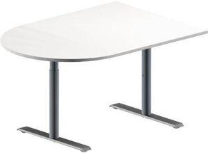 4251898815139 - Genius Konferenztisch MODENA FLEX Halbkreis T-Fuß Rundrohr B 1400 x T 1000 x H 650-850 mm weiß weißaluminium RAL 9006