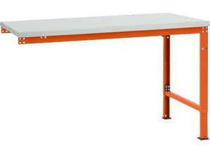 4045916152890 - AU80672001 Arbeits-Anbautisch UNIVERSAL Spezial mit Kunststoffplatte BxTxH = 1500 x 1000 x 722-1022 mm Rotorange (RAL 2001)