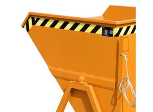 4052462044470 - Kippmulde Bauer KS 550 Stahl orange B 1245 x T 1200 x H 1170 mm 550 l bis 1000 kg Rollen manuelle Kippvorrichtung