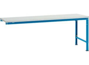 4045916151343 - AU81215012 Arbeits-Anbautisch UNIVERSAL Spezial mit Melaminplatte BxTxH = 2000 x 1000 x 722-1022 mm Licht-Blau (RAL 5012)