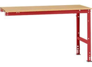 4045916104899 - AU60553003 Arbeits-Anbautisch UNIVERSAL Standard mit Multiplexplatte BxTxH = 1500 x 800 x 760-870 mm Rubin-Rot