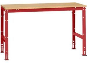 4045916093711 - AU40553003 Arbeits-Grundtisch UNIVERSAL Standard mit Multiplexplatte BxTxH = 1500 x 800 x 760-870 mm Rubin-Rot