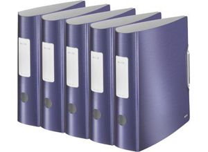 4002432549245 - LEITZ® Ordner Active Style DIN A4 Rückenbreite 82 mm 5 Stück titan blau