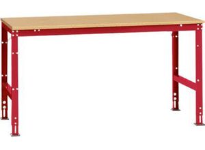 4045916098549 - AU40953003 Arbeits-Grundtisch UNIVERSAL Standard mit Multiplexplatte BxTxH = 1750 x 1000 x 760-870 mm Rubin-Rot