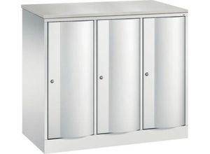 4064615386474 - Garderobenschrank Resisto 3 Abteile 3 Fächer B 1148 x T 540 x H 1077 mm Lichtgrau