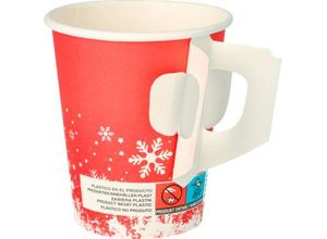 4002911854945 - Trinkbecher Winter Time mit Henkel Pappe 200 ml Ø 8 x H 93 cm rot weiß 50 Stück