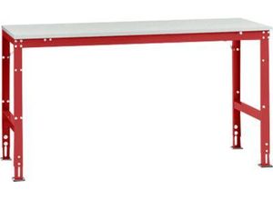 4045916078657 - AU40873003 Arbeits-Grundtisch UNIVERSAL Standard mit Kunststoffplatte BxTxH = 1750x800x760-870 mm Rubin-Rot