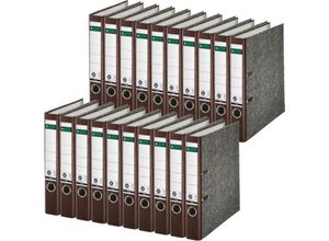 4002432489848 - Ordner LEITZ® 1050 DIN A4 Rückenbreite 52 mm Griffloch geklebtes Rückenschild klimaneutral Hartpappe 20 Stück braun