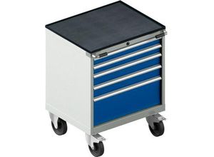 4051273649386 - Select Schubladenschrank mit Rollen WSK 18-27 4 Schübe bis 200 kg B 411 x T 572 x H 770 mm enzianblau lichtgrau