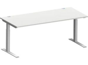 4250510876299 - Genius Schreibtisch MODENA FLEX C-Fuß-Rechteckrohr B 1800 x T 800 mm lichtgrau weißalu